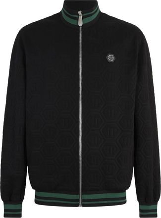 Philipp Plein Homme, Sweatshirts et sweats &agrave; capuche, Noir, Taille: S Veste de surv&ecirc;tement Jacquard Monogramme
