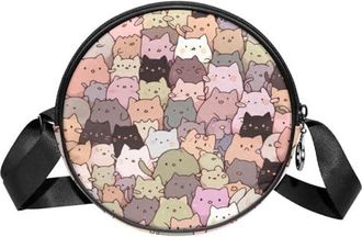 Generic Sac &agrave; bandouli&egrave;re rond pour femme, petit sac &agrave; bandouli&egrave;re avec fermeture &eacute;clair, bretelles r&eacute;glables, style d&eacute;contract&eacute;, pour femmes et filles