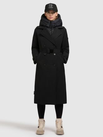 Khujo Trenchcoat KHUJO ELENA, Damen, Gr. XXL, schwarz, 100% Polyester, unifarben, regular fit, eingesetzt elastischer Bund, M&auml;ntel, Topseller