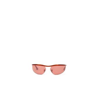 Bottega Veneta Homme, Accessoires, Orange, Taille: ONE Size Lunettes de soleil sportives allong&eacute;es en m&eacute;tal avec verres effet miroir
