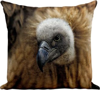 Fabulous Kissen aus Kunstleder, Weiß - Nahaufnahme auf einem Geier - Greif Wildvögel - 40 x 40 cm - Leder-Haptik - Bezug und Kissen inklusive