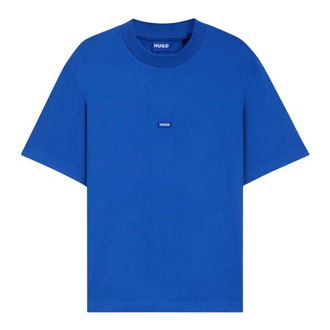 HUGO BOSS Blaues Logo Baumwoll T-Shirt Regular Fit - - Tops - Herren - Blau - L