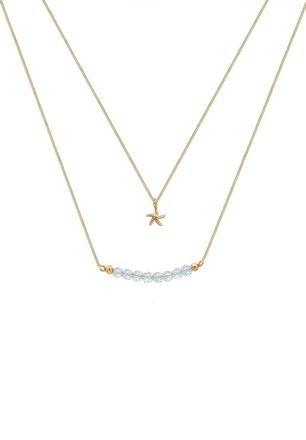 Elli Damen Kette mit Anh&auml;nger Seestern Layer Modeschmuck 925 Silber Kristalle gold Brillantschliff