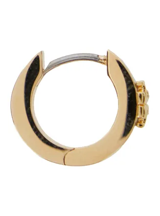 Tory Burch Womens Hoop Earrings Kira Brass-White Metal Metallic