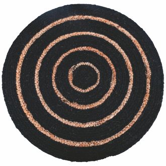 Villa D'Este Home Tivoli Tischset rund schwarz aus Baumwolle, Spiraldetails aus Jute &Oslash; 38 cm, Natural