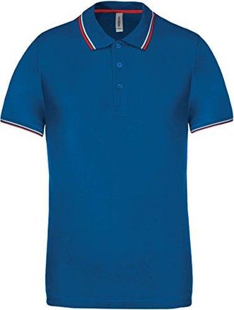 Kariban Polo Maille PIQUÉE Manches Courtes - Light Royal Blue/Red/White, L, Homme