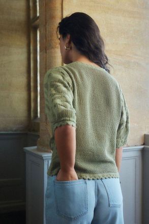 Next Kurzarmpullover Kurz&auml;rmeliges T-Shirt mit H&auml;kelblumen (1-tlg)