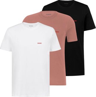 HUGO BOSS Herren T-Shirt RN Triplet P Dreier-Pack T-Shirts aus Baumwolle mit Logo-Print, -982 Black / White / Ros&eacute;,XXL