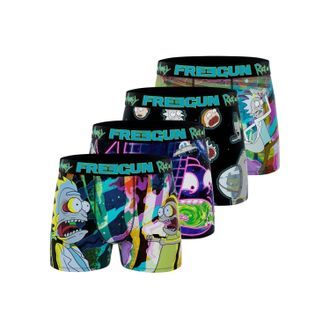 Freegun Unterhosen M&auml;nner Rick and Morty, Boxershorts Herren, Besorgt, Atmungsaktiv (4er Pack), Gr&uuml;n, L