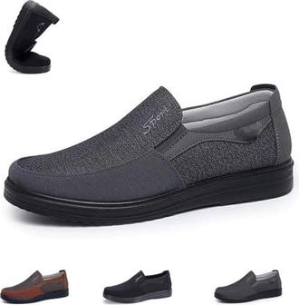 Generic Chaussures de marche orthop&eacute;diques pour homme - En toile - L&eacute;g&egrave;res - &Agrave; enfiler - Confortables - Chaussures plates dext&eacute;rieur, gris, 43 EU
