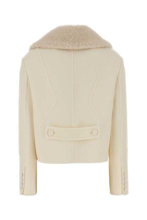 Ermanno Scervino Faux Fur-Collar Virgin Wool Jacket - Beige
