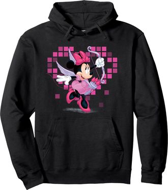 Disney Minnie Mouse Valentines Day Cupid Pixel Heart Pullover Hoodie