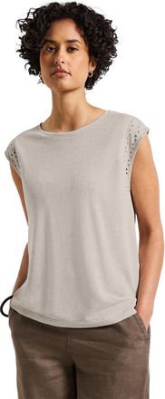 Street One Damen A322695 Shirt mit Stickdetails, Moonstone Sand, 42