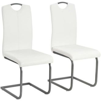 vidaXL Vidaxl - Chaises &agrave; manger cantilever lot de 2 blanc similicuir