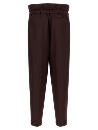 Saint Laurent Paper-Bag Waist Trousers - Brown