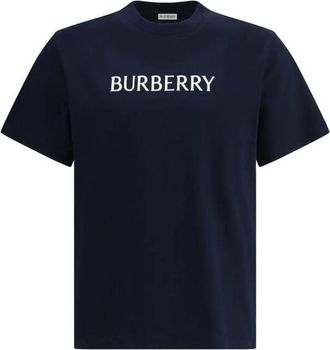 Burberry Homme, Tops, Bleu, Taille: L T-shirt en coton avec imprim&eacute; graphique