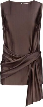 Loulou Studio Femme, Blouses et Chemises, Brun, Taille: 40 FR Fonda Draped Asymmetric Top