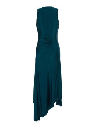 Victoria Beckham Womens Long Dress Victoria Petrol Green Viscose
