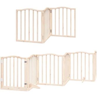 vidaXL 9-tlg. Hundetor mit T&uuml;r Faltbar 450 cm Pappelholz vidaXL
