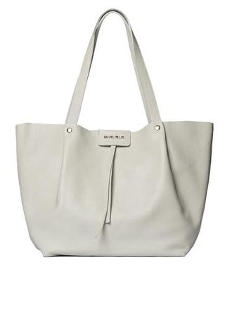 Marc Ellis Marc Ellis New York Sac à bandoulière pour femme en cuir véritable Made in Italy 28 x 28,5 x 11 cm, Gris et argent, Taille unique