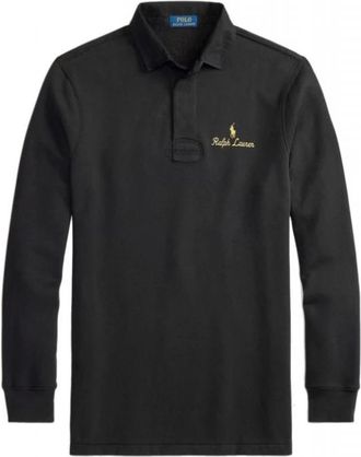 Ralph Lauren Homme, Tops, Noir, Taille: XL Chemise Rugby &agrave; Manches Longues