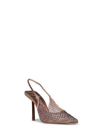 Le Silla Womens Slingback Heels Gilda Mordore Beige Lambskin Pumps High Heel Shoes