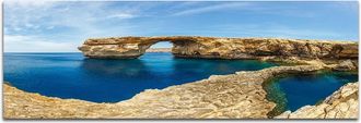 Paul Sinus Art Bilder Wand Bild - Kunstdruck 120x40cm Malta Felsen Meer Sommer Wolkenschleier