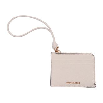 Michael Kors Femme, Accessoires, Blanc, Taille: ONE Size Jet Set Small Pebbled Leather Card Case Wristlet