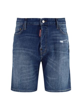Dsquared2 Mens Bermuda Shorts Marine Navy Blue Cotton