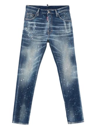 Dsquared2 jean à effet usé Bro - Bleu