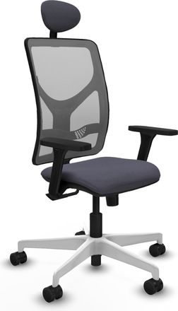 Piqueras y Crespo Drehstuhl mit 3D-Armlehnen, h&ouml;henverstellbarer Lendenwirbelst&uuml;tze und festem Kopfteil, ausgestattet mit 3 Positionen und Schneideschaum, Grau/Dunkelgr