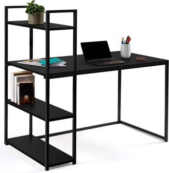 IDMarket Idmarket - Bureau bibliothèque delson noir design industriel