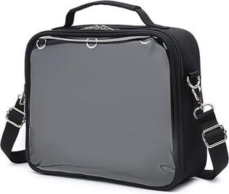 Generic Oxford Ita Bag Sac &agrave; dos &agrave; bandouli&egrave;re avec fen&ecirc;tre transparente pour afficher les &eacute;pingles, badge, sac pour les fans danime, Noir, 10.6inch