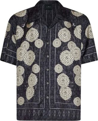 John Richmond Homme, Chemises, Noir, Taille: XL Chemise &agrave; Manches Courtes avec Motif Ornemental