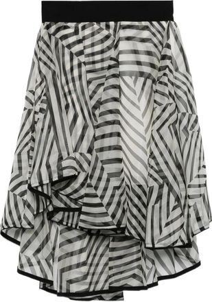 Gemy Maalouf jupe mi-longue rayée à volants - Noir