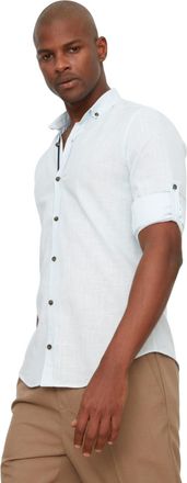 Trendyol Trendyol Herren Apolent Mens Button Lapel Slim Fit Long Sleeve Shirt, Mint, XXL EU