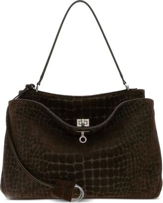 Balenciaga sac porté épaule Rodeo à effet peau de crocodile médium - Marron