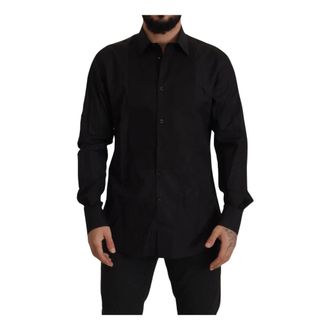 Dolce & Gabbana Schwarzes Tuxedo Dress Hemd Slim Fit - - Shirts - Herren - Schwarzk - XS