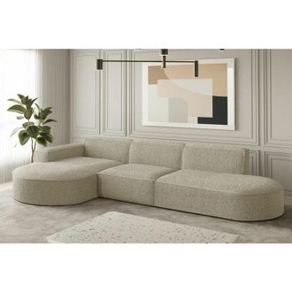 Fun M&ouml;bel Ecksofa Designersofa palma in Stoff Ascot Champagne Ottomane Links