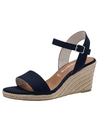 Tamaris Damen Sandaletten, Frauen Sandalen,TOUCHit-Fußbett,offene Absatzschuhe,hoher Absatz,Sommerschuhe,Freizeitschuhe,Navy,41 EU