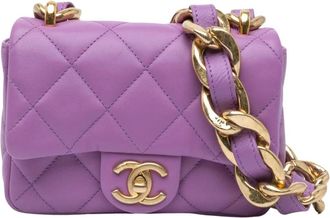 Chanel Sac bandouli&egrave;re matelass&eacute; en cuir dagneau Pre-owned Funky Town - Femme - Pre-owned - Violet - Taille: ONE Size