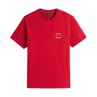 Tommy Hilfiger Homme, Tops, Rouge, Taille: M T-Shirt Logo Manches Courtes