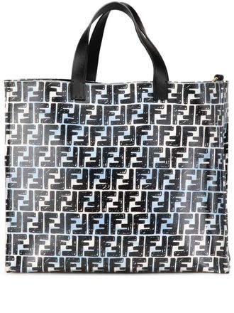 Fendi sac à main Joshua Vides Cloudy Shopper en toile enduite à motif Zucca (2010-2024) - Bleu