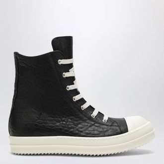 Rick Owens Hohe Sneaker aus schwarzem genarbtem Leder