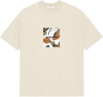 Jack & Jones Jortavira AOP T-Shirt SS Crew Neck FST, Bronze, M