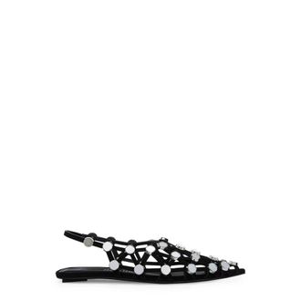 The Attico Schwarze Wildleder Grid Ballerina Schuhe - - Shoes - Damen - Schwarzk - 35 EU