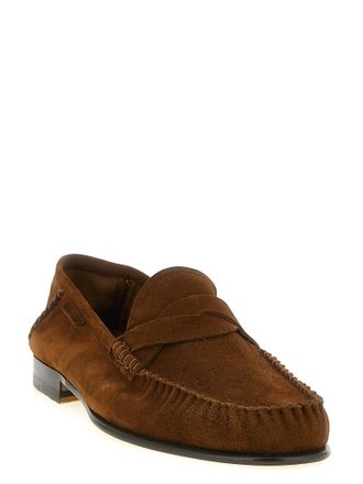 Tom Ford Mens Brown Suede Leather Slip-On Loafers