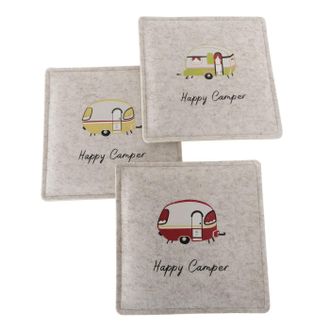 Boltze 3 x Sitzkissen Camping Textil 35 x 35 cm beige