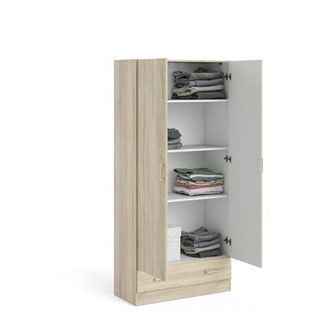 Dmora Armoire &agrave; Deux Portes et Un tiroir, Couleur ch&ecirc;ne, 79 x 35 x h171 cm