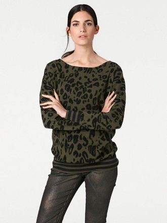 Heine Strickpullover Druck-Pullover Langarm Feinstrick